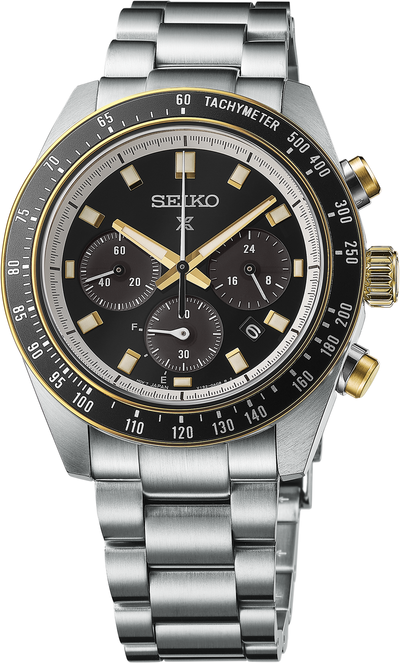 Seiko Speedtimer Solar Chronograph Black & Gold – Trifecta