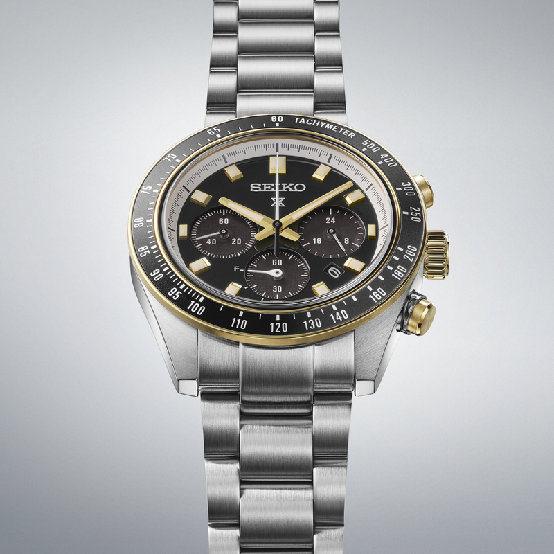 Seiko Speedtimer Solar Chronograph Black & Gold – Trifecta
